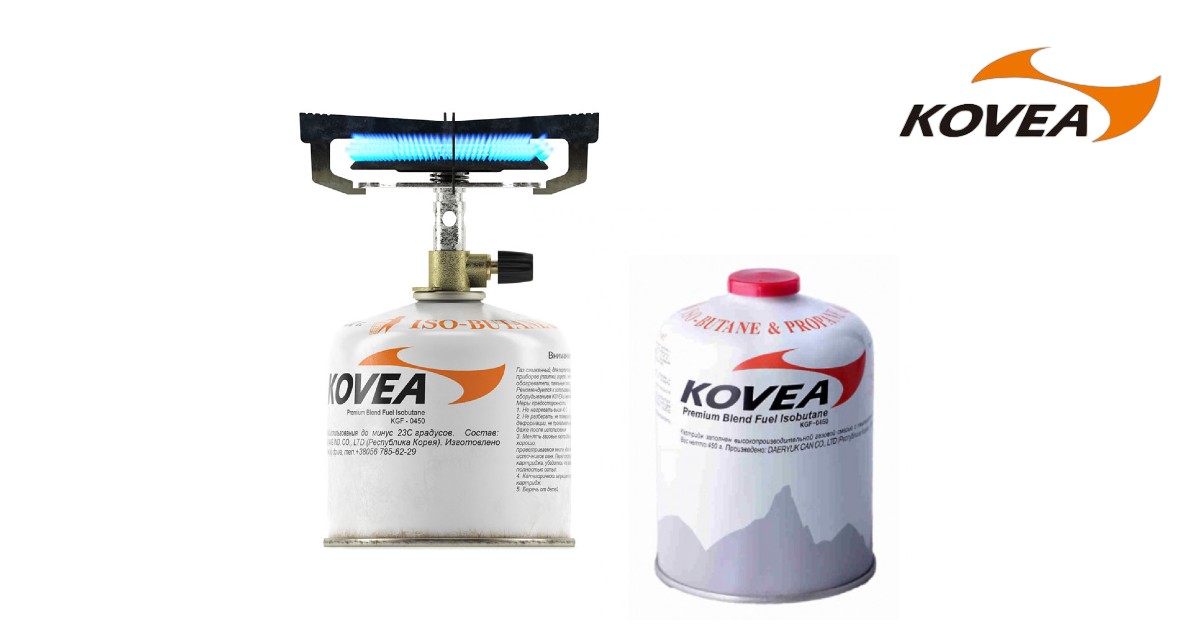 KOVEA Gas canisterDouble Valve KGF-0450 Gas Cartridge Screw type (450gr ...